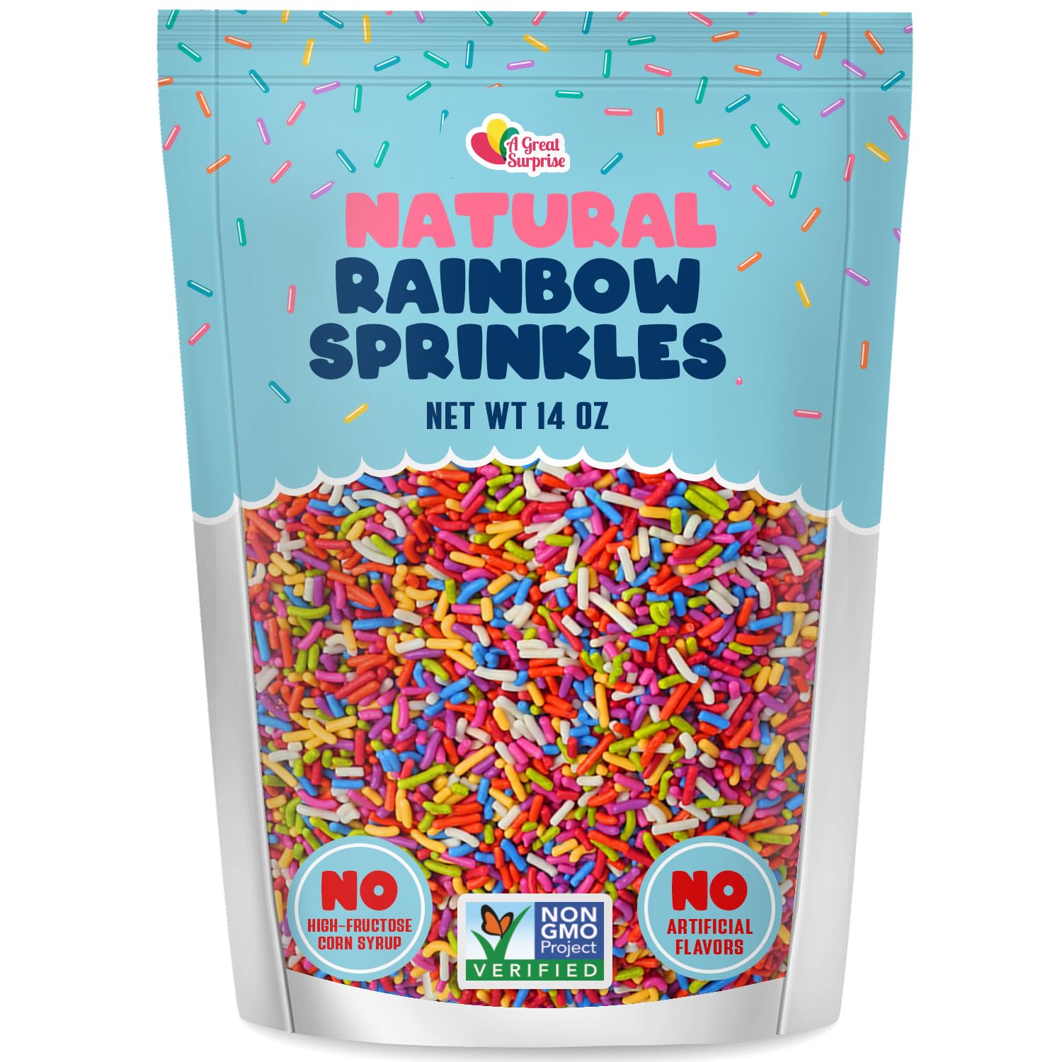 Bulk A Great Surprise Dye Free Rainbow Sprinkles - 14 Ounces - Natural ...