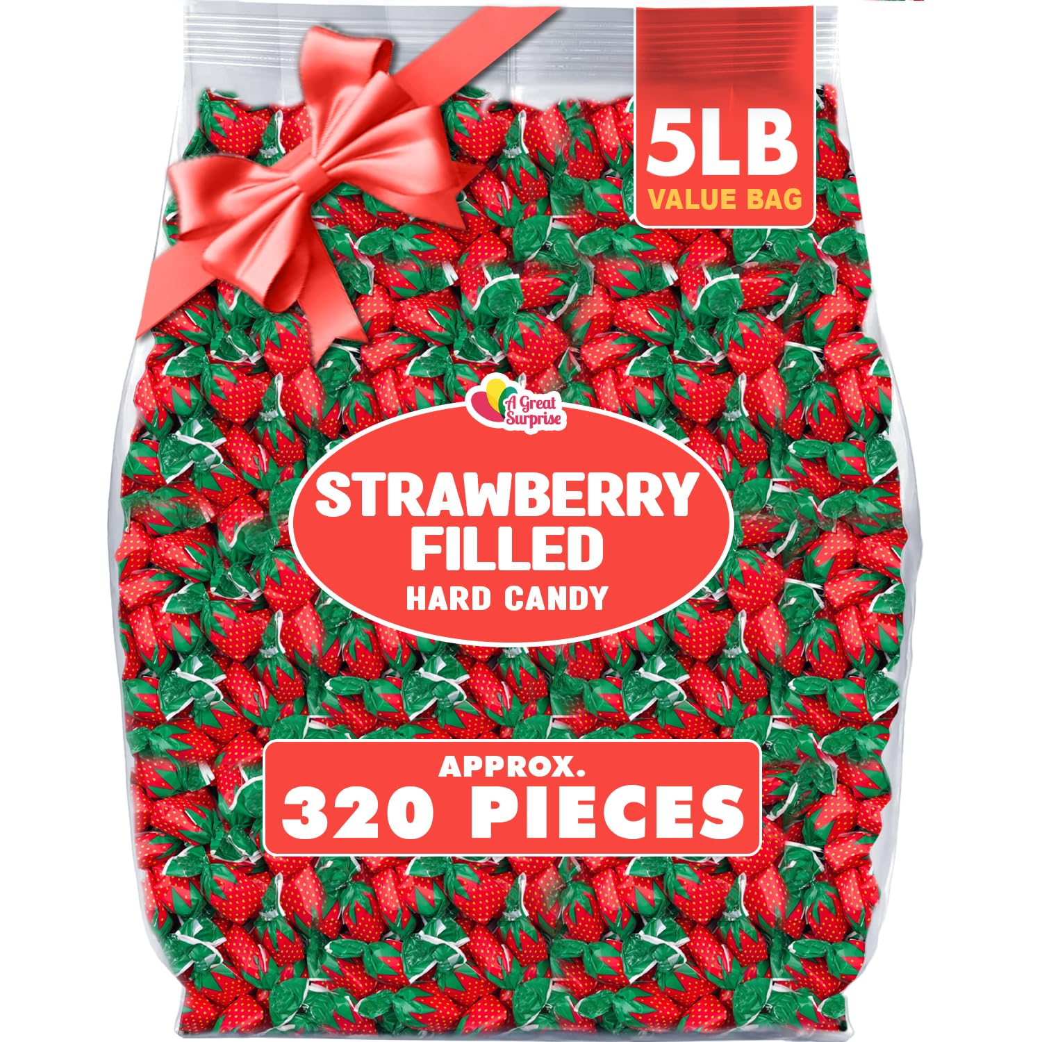 A Great Surprise Strawberry Hard Candy 5 lb Bulk Strawberry Bon Bons F ...